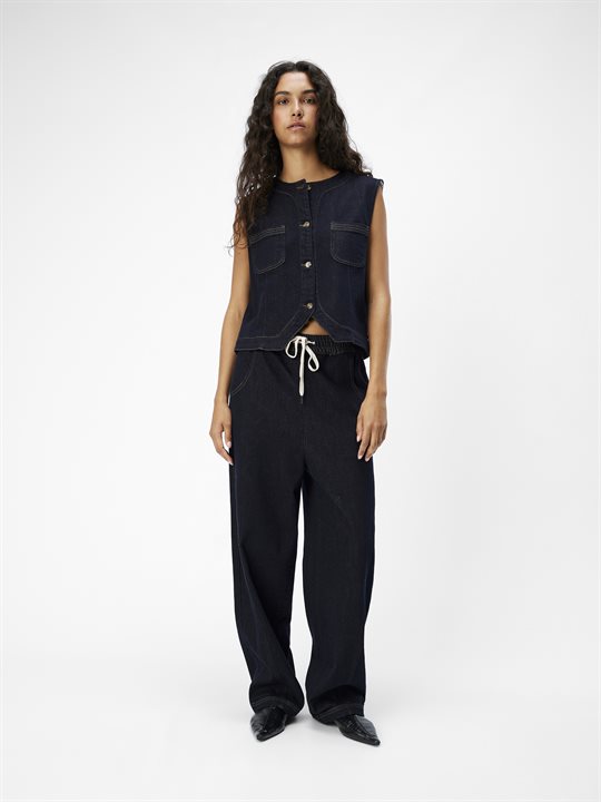 Object - Camilla Denim Waistcoat - Dark Blue Denim